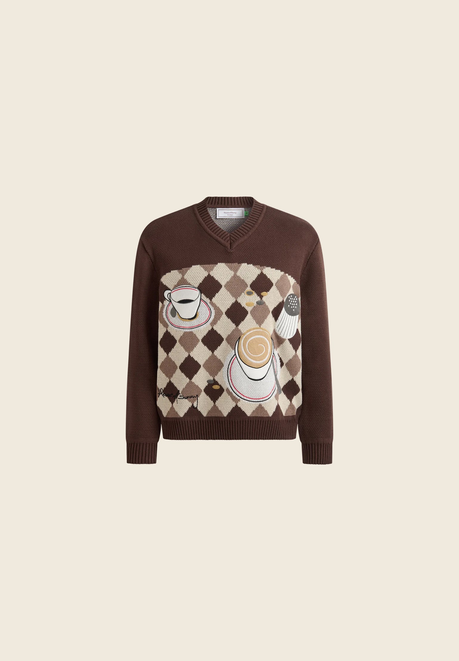 House of Sunny Daily Grind Knit Men – Jacquard V-Neck Jumper